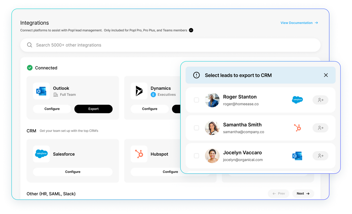 CRM Integrations for Popl